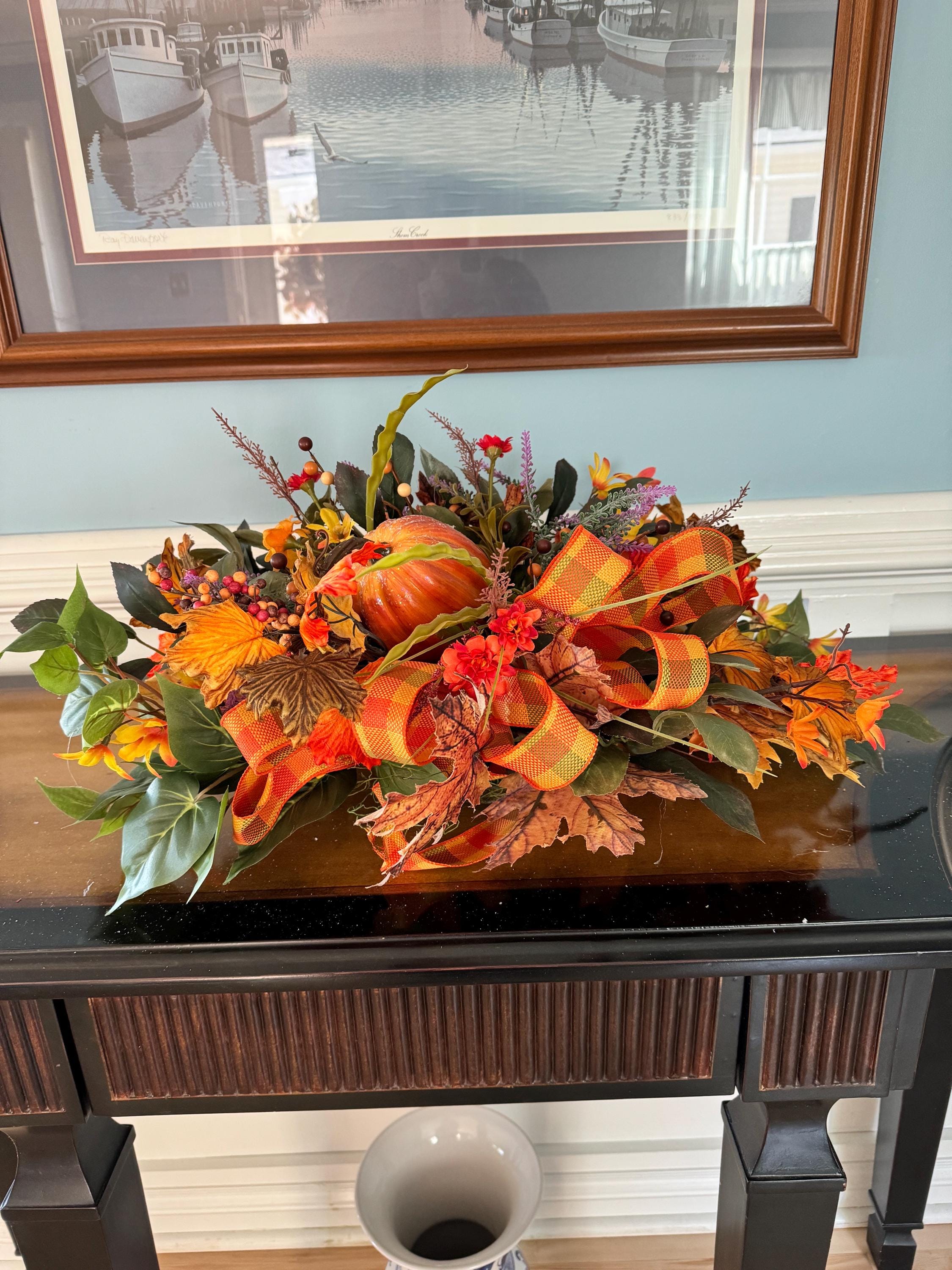 Fall Centerpiece, Fall Autumn Table Arrangement, Foyer Arrangement ...