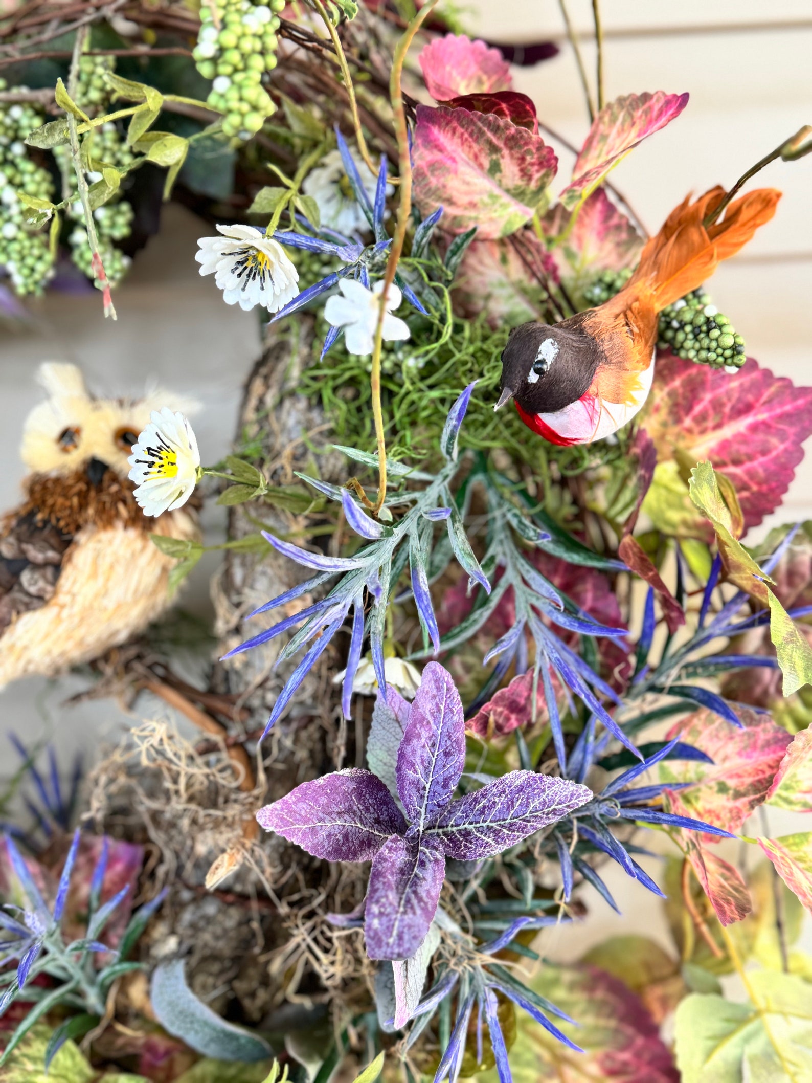 Woodland Rustic All Seasons Wreath for Front Door, Wreath With Owl ...