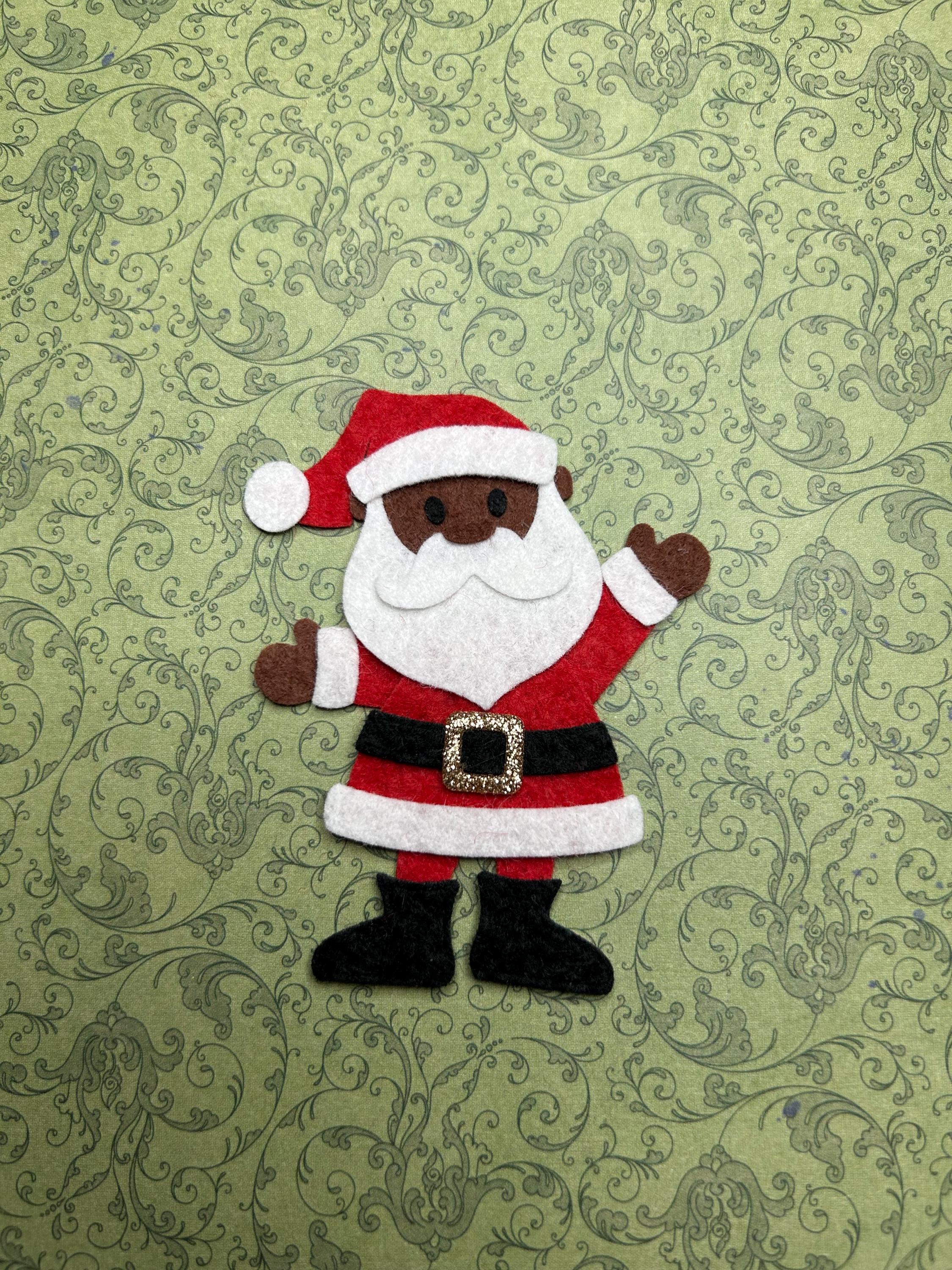Mr and Mrs Claus Christmas Felt Die Cut Miss Santa Claus Black Brown ...
