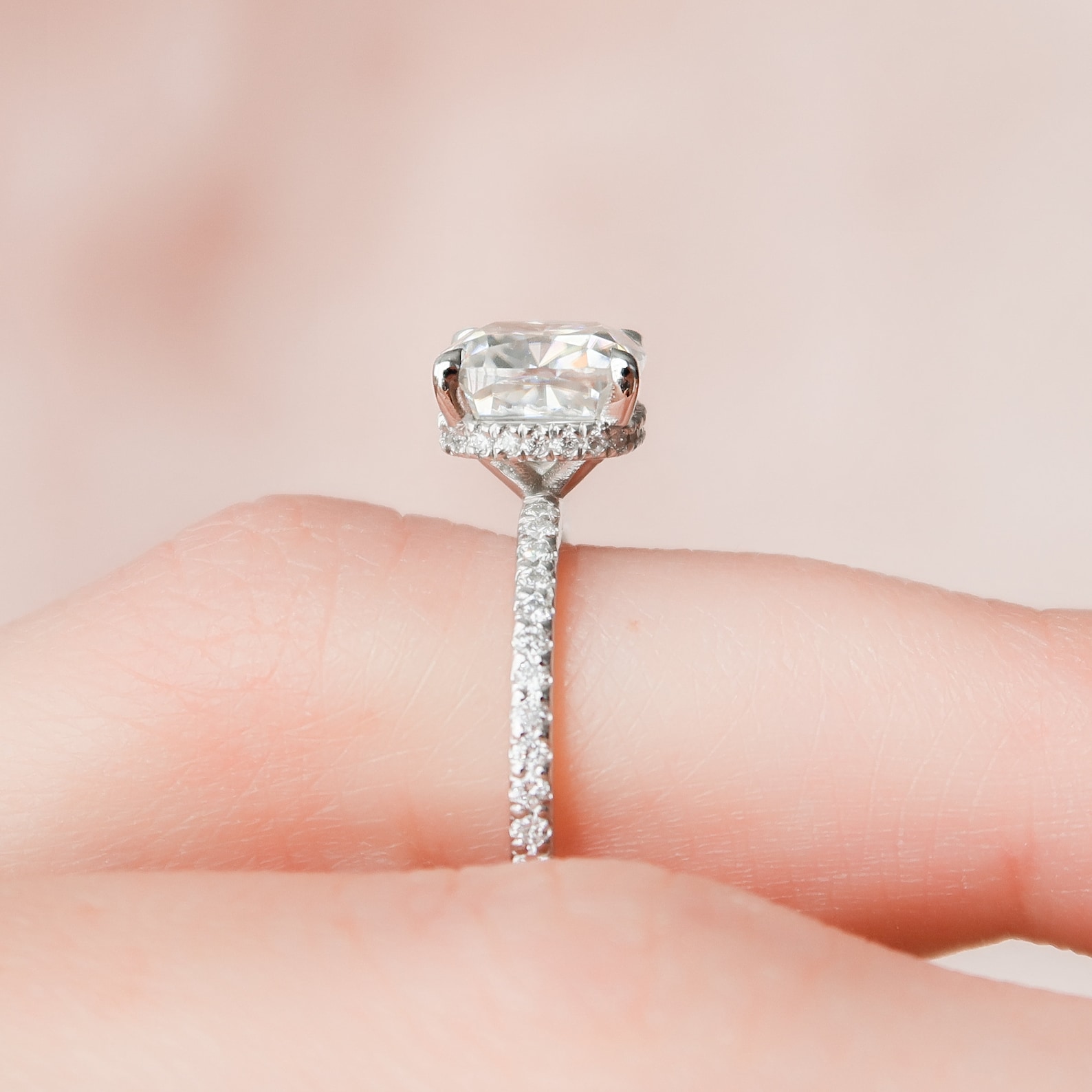 2 Ct Hidden Halo Cushion Engagement Ring Moissanite Cushion Etsy
