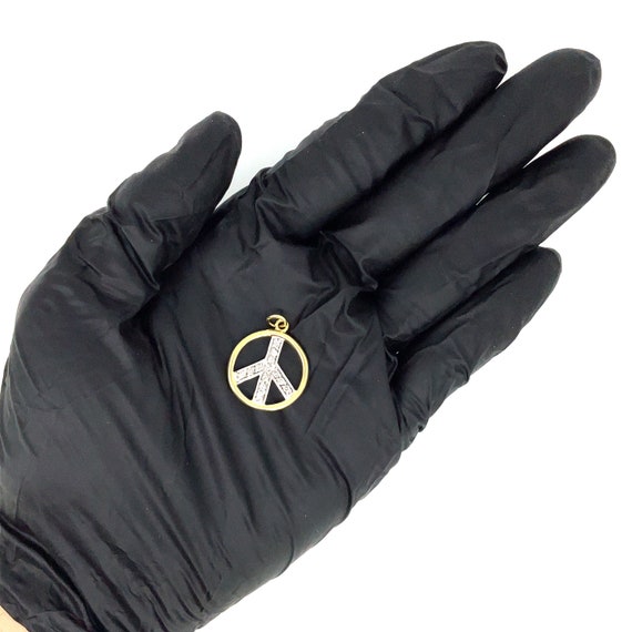 14K Gold & Diamond Peace Sign Pendant / Genuine Two-T… - Gem