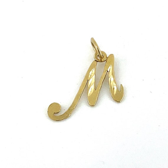 14K Gold Cursive M Pendant / Genuine Yellow Gold / Fa… - Gem