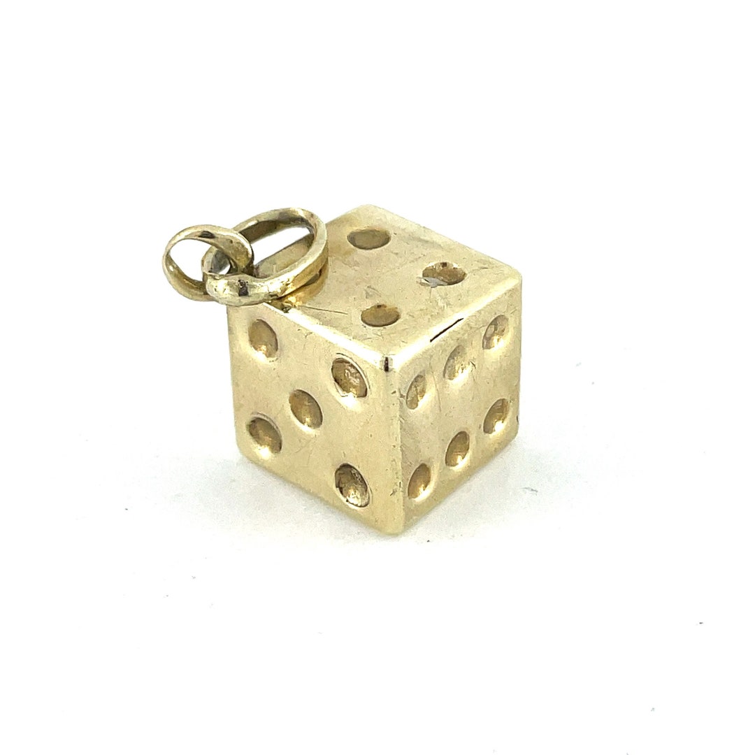 Vintage 14K Gold Dice Pendant / Single Die / Genuine Yellow Gold / Roll ...
