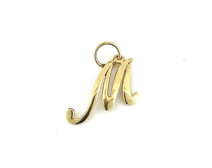Gold M Pendant / 14K Yellow Gold / Letter Initial Pendant - Etsy