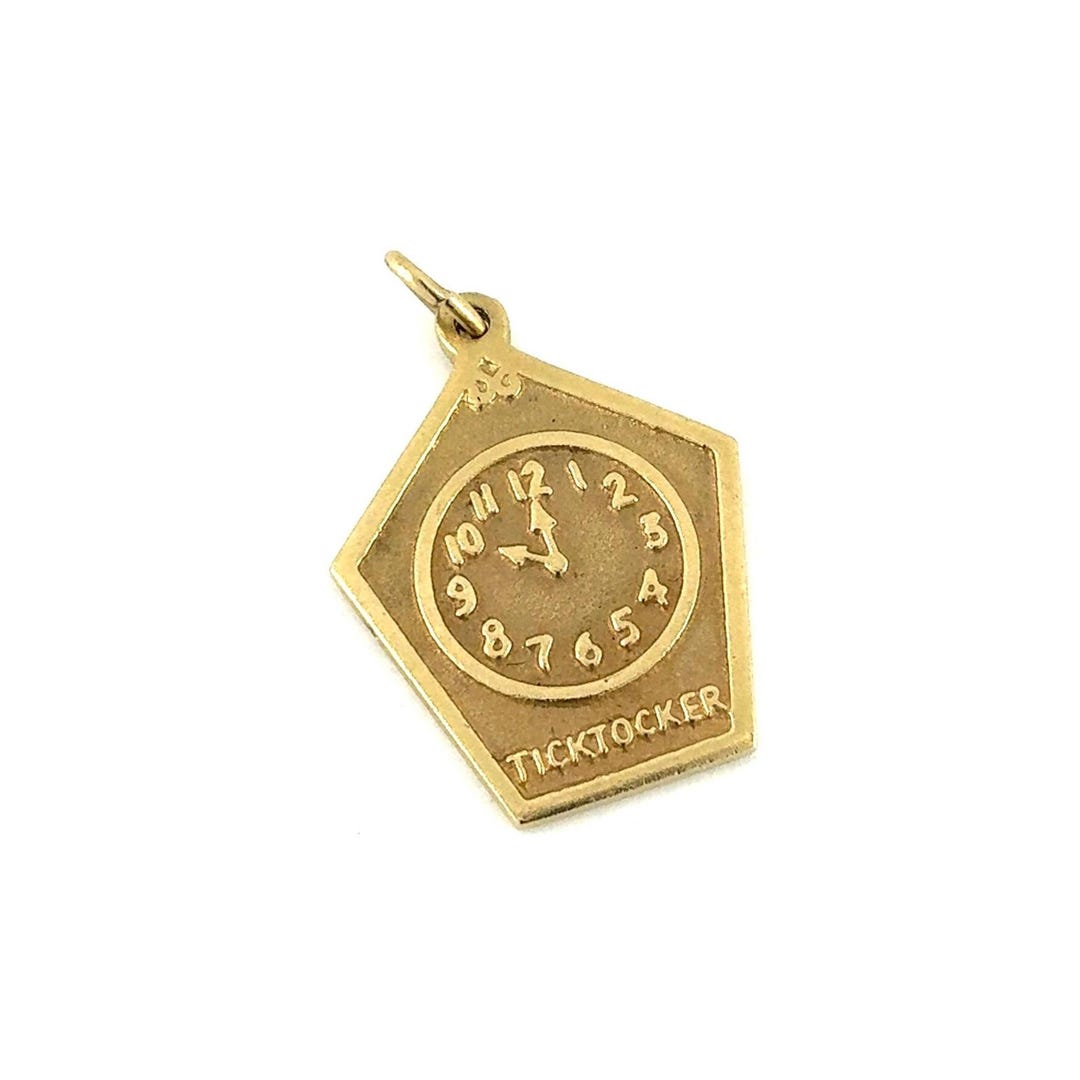Vintage 14K Gold Tick Tocker Clock Pendant / Tik Tok / Genuine Yellow ...