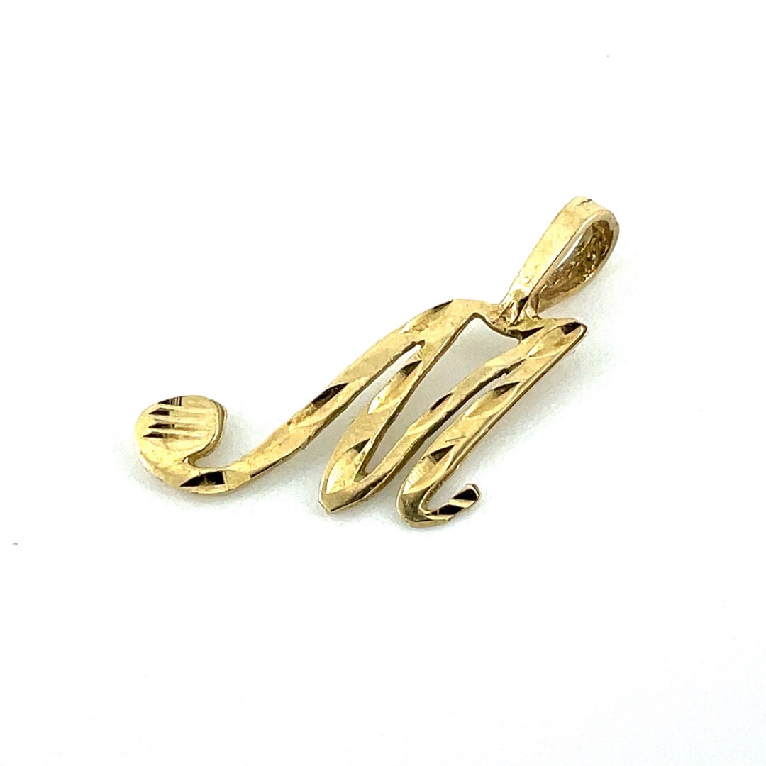Gold M Pendant / 14K Yellow Gold / Letter Pendant - Etsy