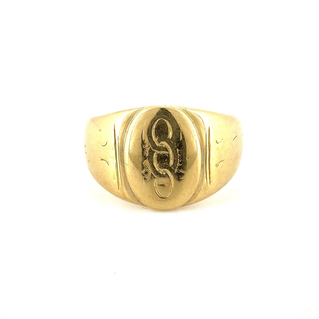 Vintage Gold Signet Ring / 14K Yellow Gold / Mens Ring / Classic Design ...