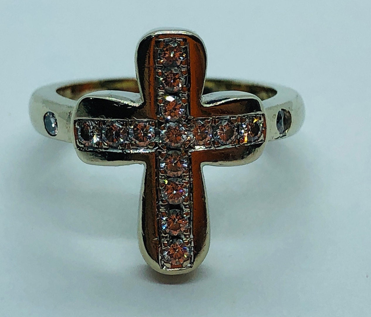 0.48CTW Diamond Cross 18K White Gold Ring | Etsy