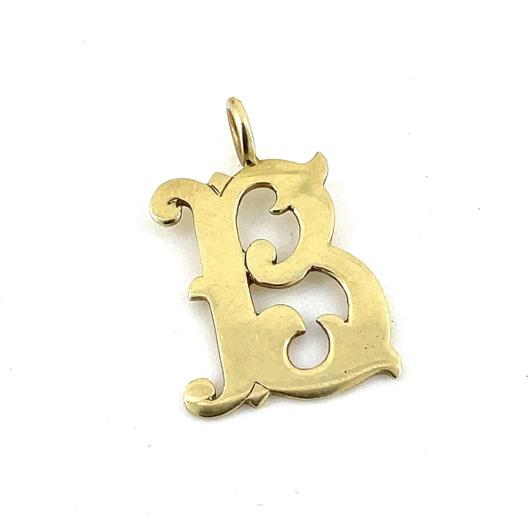 14K Gold Cursive B Pendant / Genuine Yellow Gold / Fancy Letter ...