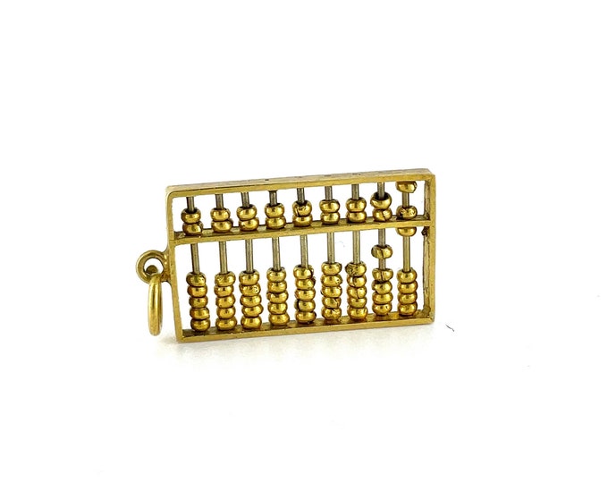 14K Gold Abacus Pendant / Genuine Yellow Gold / Working Abacus Moving ...