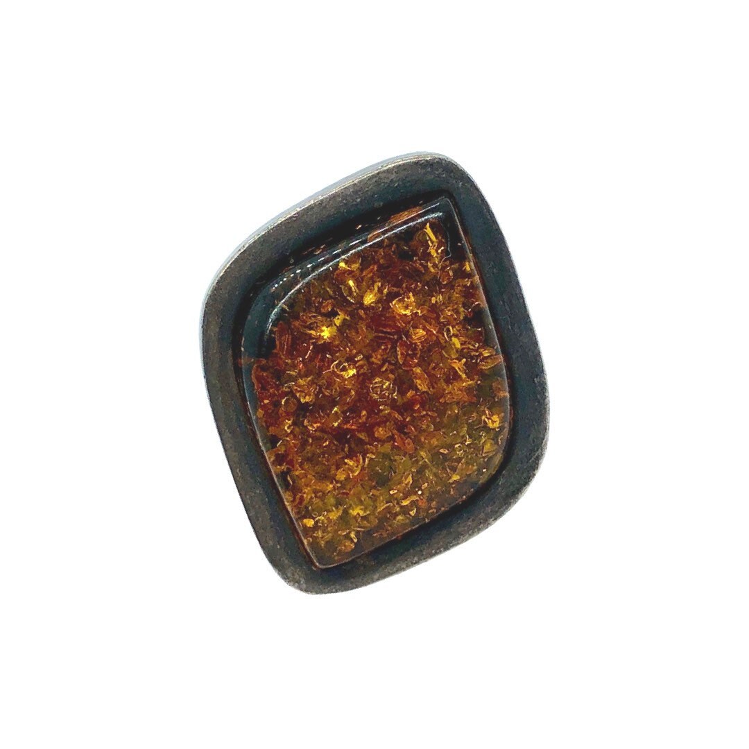 Vintage Large Amber Sterling Silver Ring - Etsy