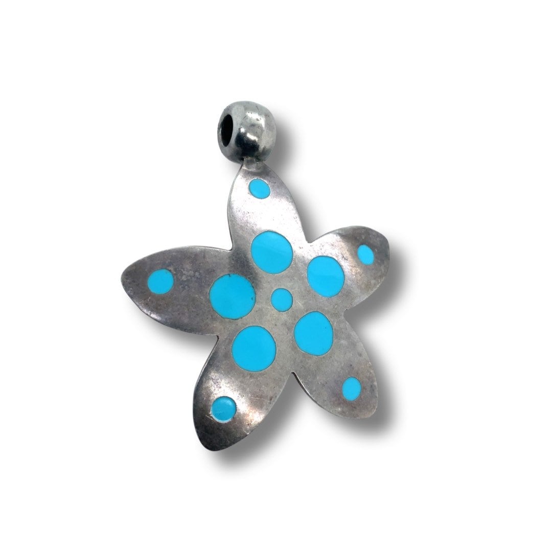 Vintage Turquoise Silver Star Pendant / Solid Sterling 925 / VTG ...
