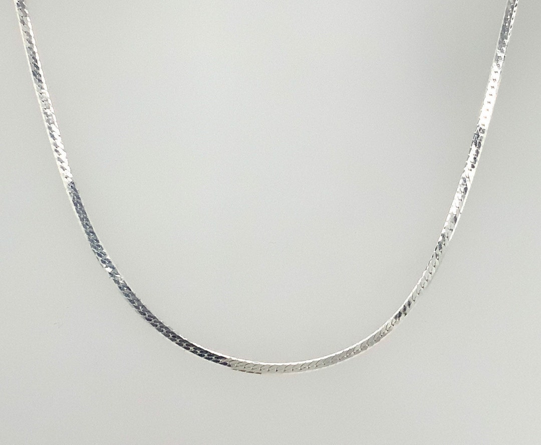 Authentic Silver Flat Herringbone Chain / 925 Sterling Silver / 18 Inch ...