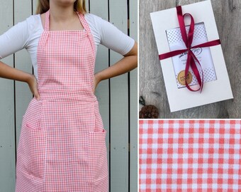 Red Gingham Apron - Etsy