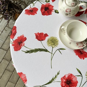 Poppy Flower Tablecloth for Floral Kitchen Decor. Durable Table Linen ...