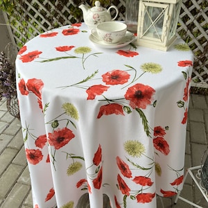 Poppy Flower Tablecloth for Floral Kitchen Decor. Durable Table Linen ...