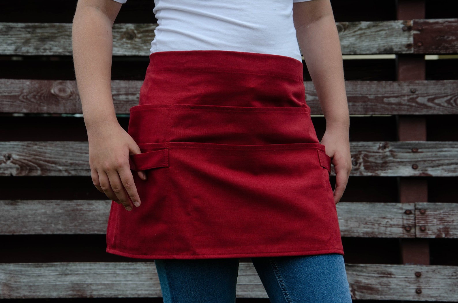 Red Gardening Apron Half Apron With Pockets Work Apron for - Etsy