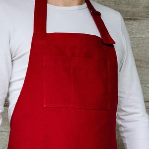 Apron Set for Him and Her. Red Full Apron for Woman and Men With ...