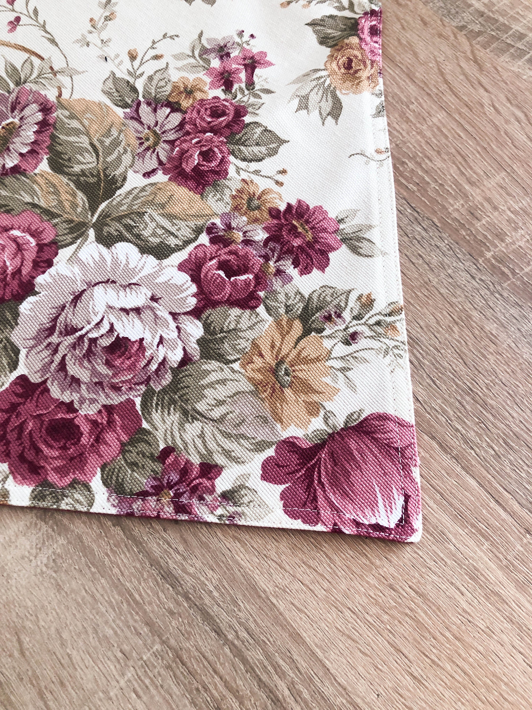 Table Runner With Roses on Cream Pattern. Summer Handmade Table Runner ...
