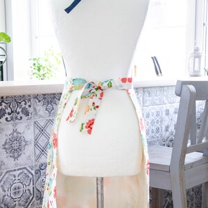 Country Style Denim Full Apron for Woman With Floral Patterns - Etsy