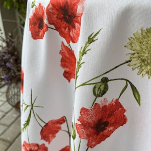 Poppy Flower Tablecloth for Floral Kitchen Decor. Durable Table Linen ...