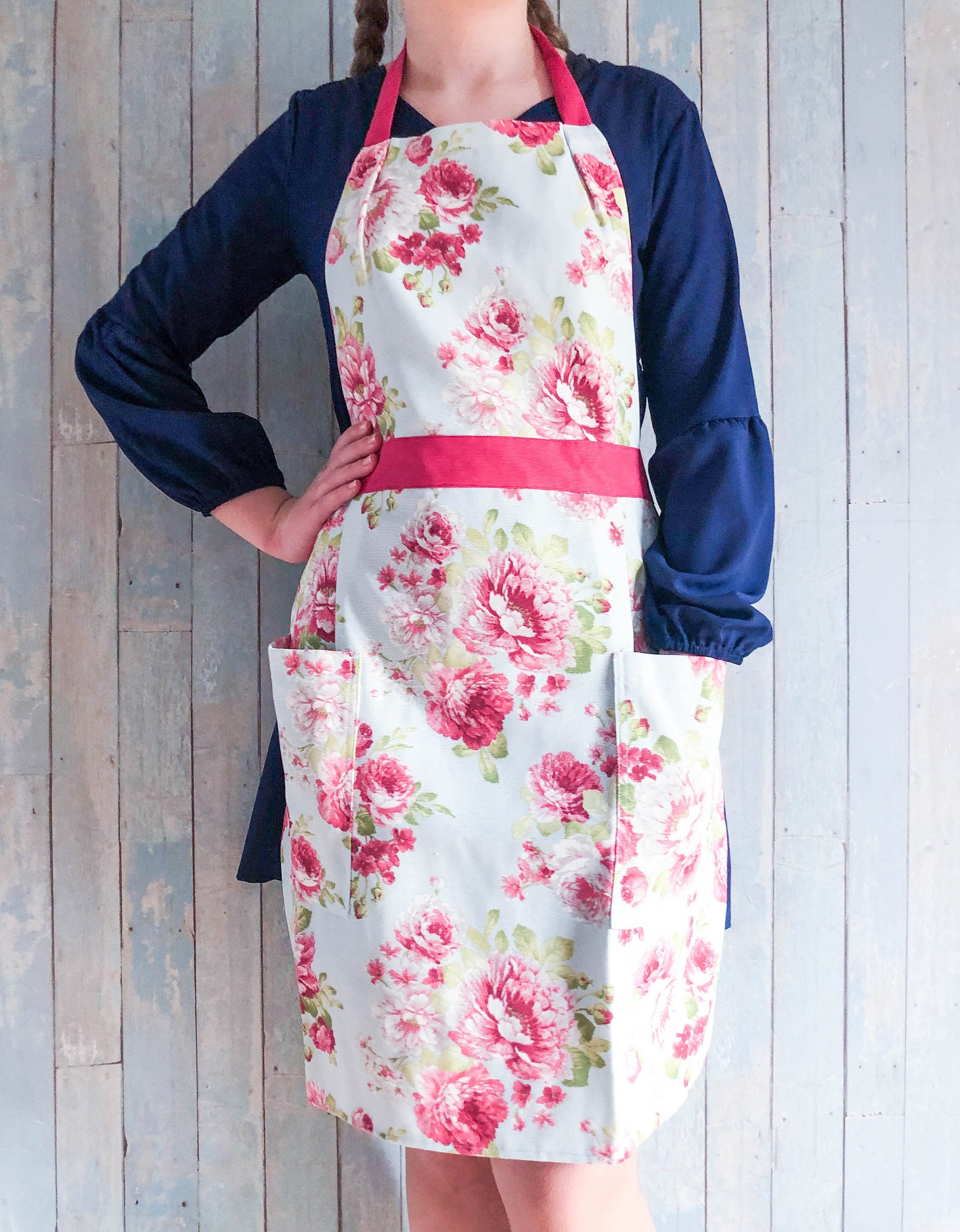 Rose Print Full Apron for Women Floral Apron Woman Apron - Etsy