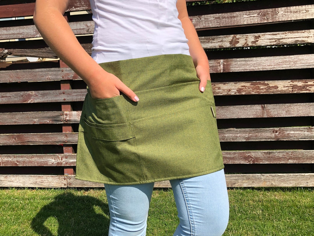 Waterproof Garden Apron, Green Half Apron for Garden, Gardening Apron ...