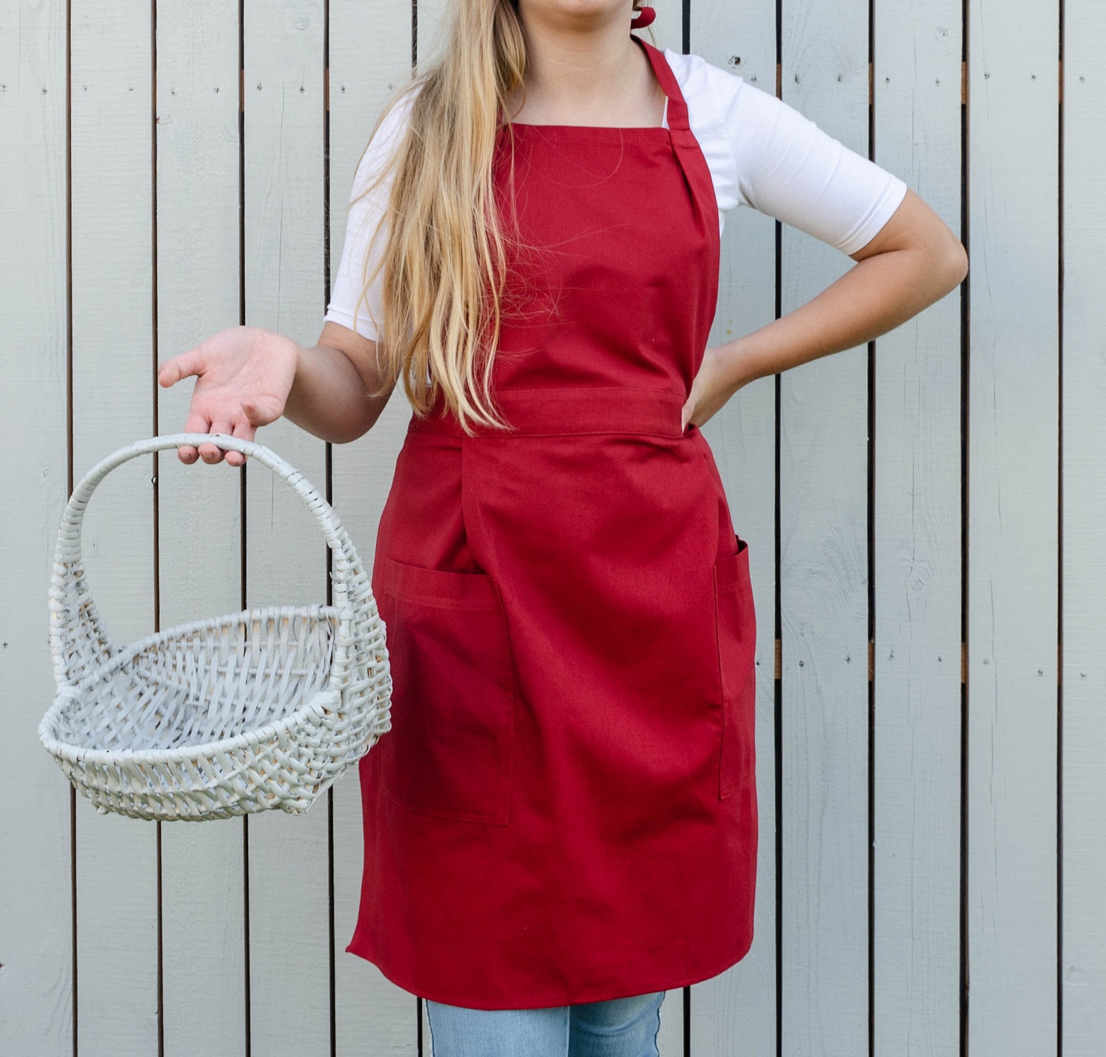 Aprons for Women. Red Full Apron for Woman Woman Apron With - Etsy