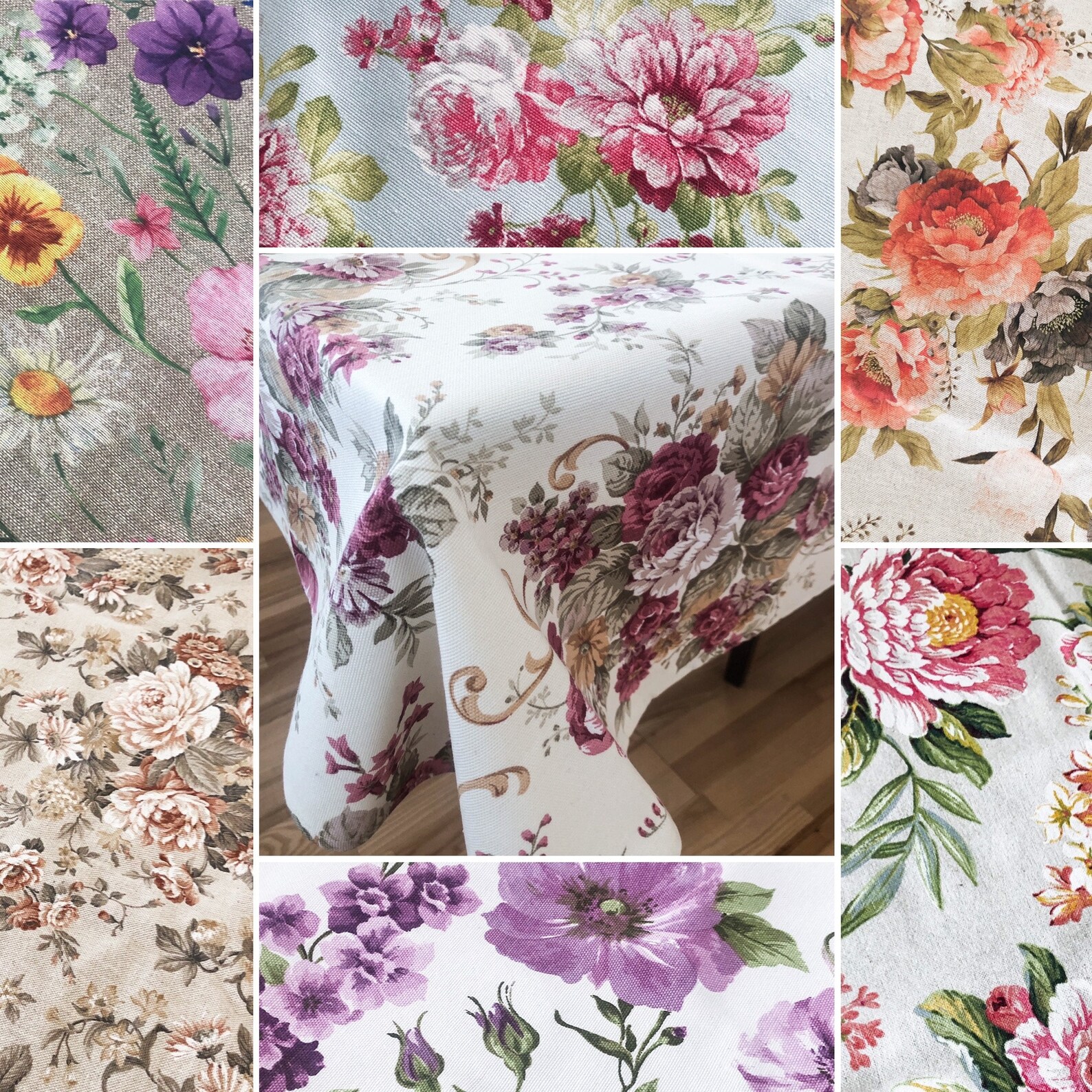 Floral tablecloth with colourful flowers patterns. Summer | Etsy
