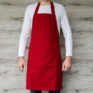 Apron Set for Him and Her. Red Full Apron for Woman and Men With ...