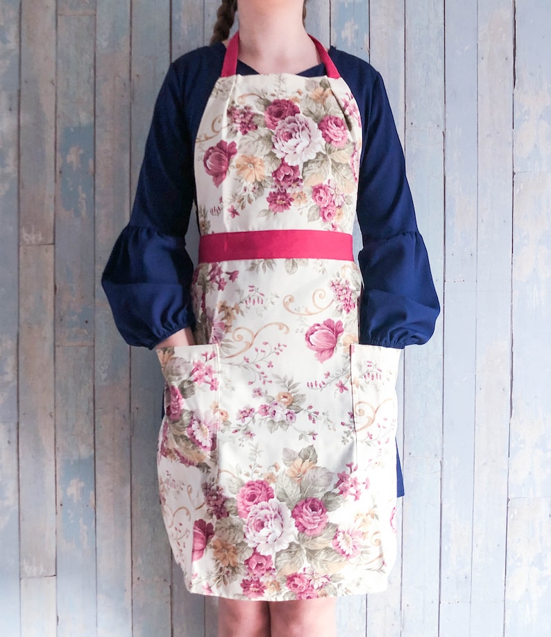 Festive Rose Print Full Apron for Women Floral Apron With - Etsy