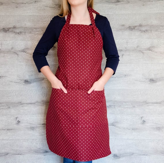Red Dot Apron Full Kitchen Apron for Women With Pockets Red - Etsy