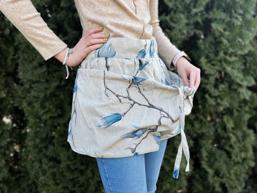 Gathering Apron With Tie Closure. Magnolia Print Garden Apron. Harvest ...