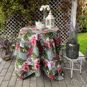 Tropical Print Tablecloth for Floral Kitchen Decor. Durable Table Linen ...