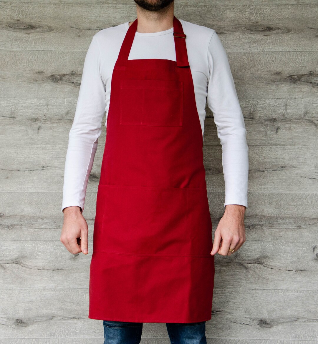 Red Full Apron With Multiple Pockets, Grill Apron, BBQ Apron - Etsy
