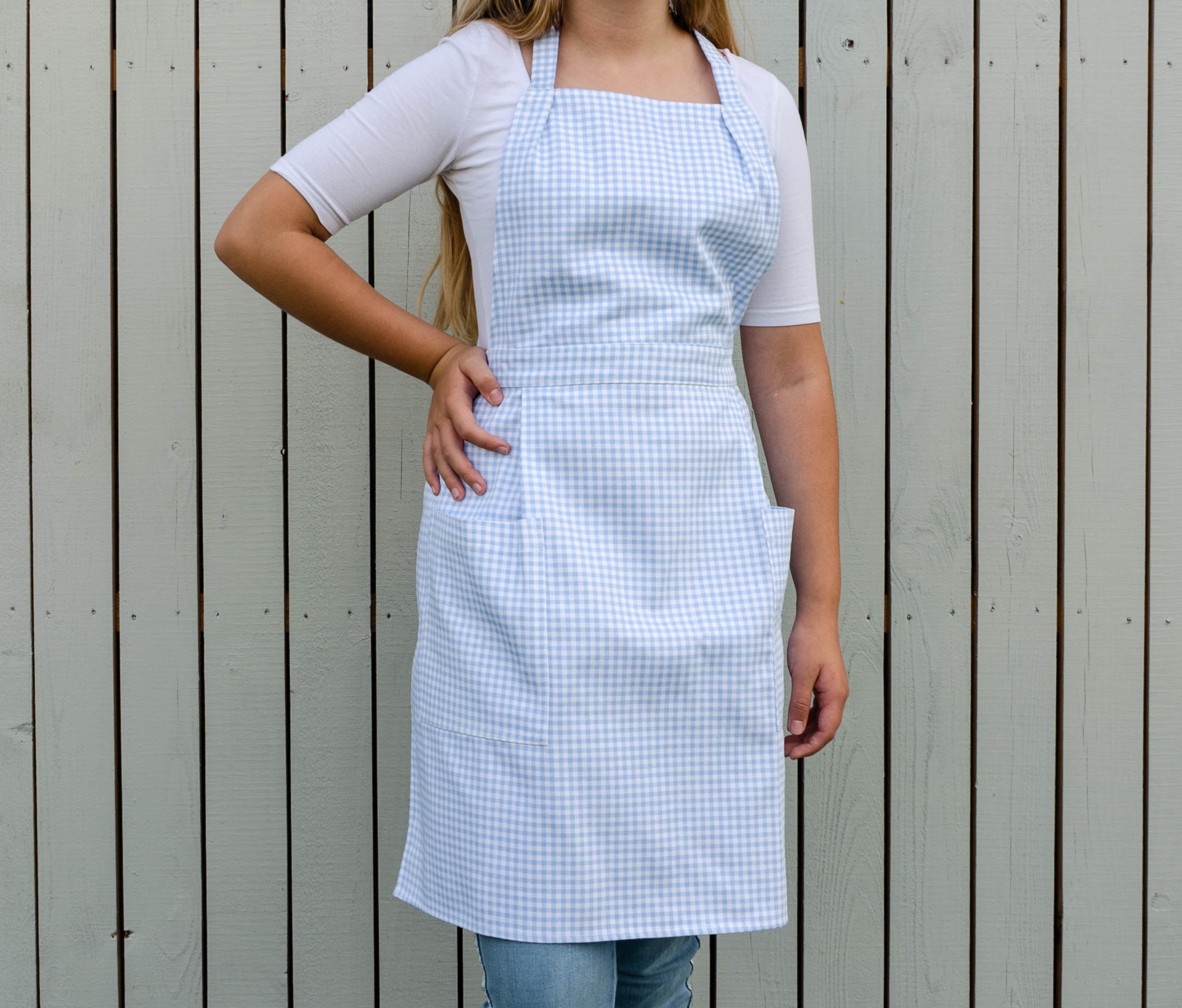 Aprons for Women. Blue Checked Full Kitchen Apron for Woman - Etsy