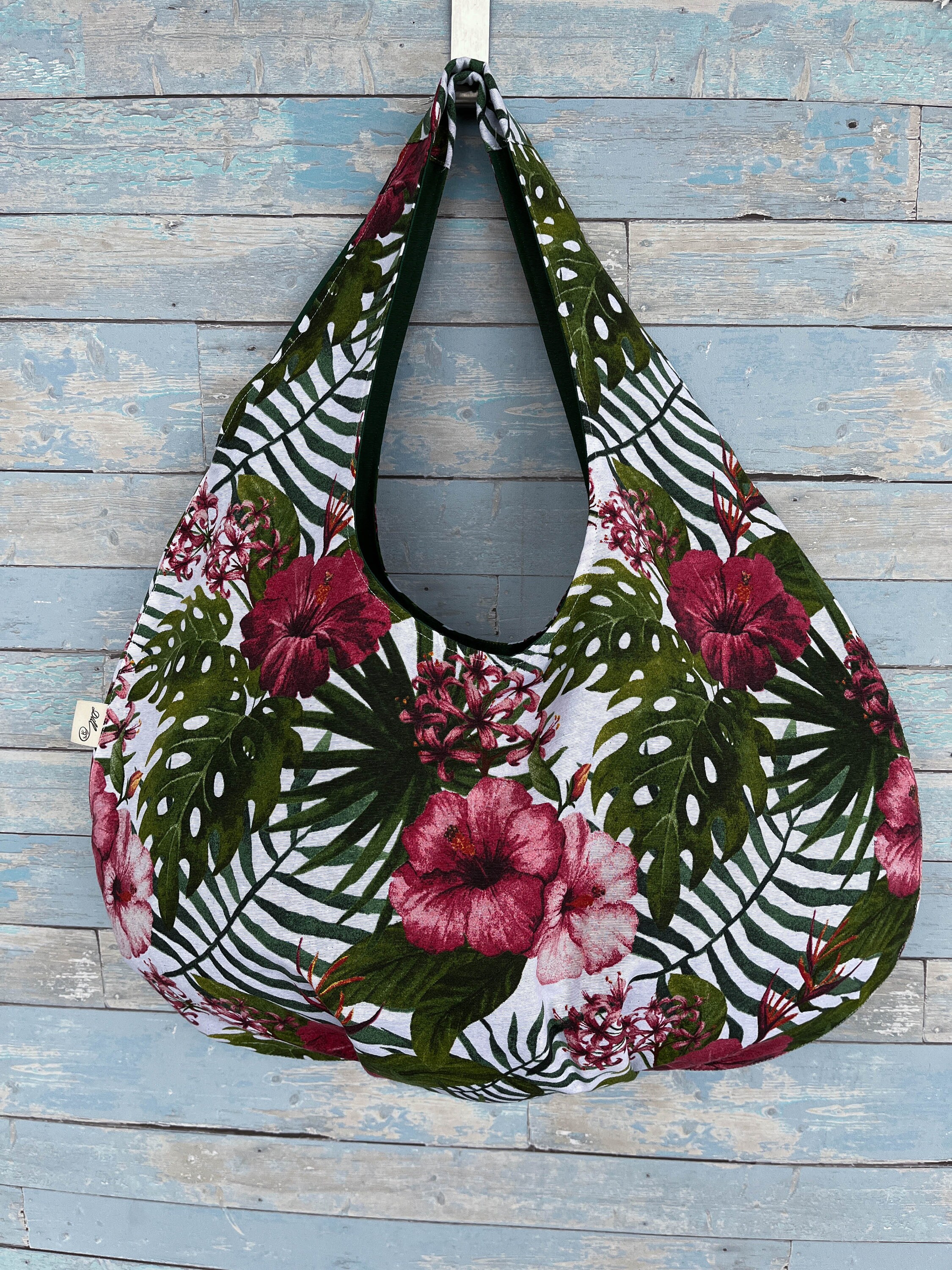Handmade Tropical Beach Bag. Large Fabric Boho Handbag. Tropic Flowers ...