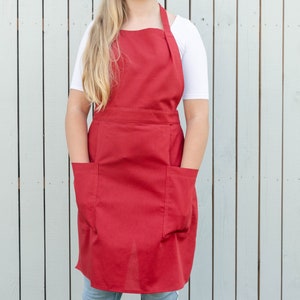 Aprons for Women. Red Full Apron for Woman, Woman Apron With Pockets ...