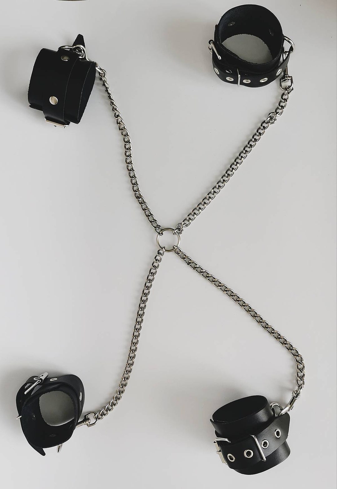 Hand and Leg Spreader Bondage BDSM Super Strong Chain With Leather ...
