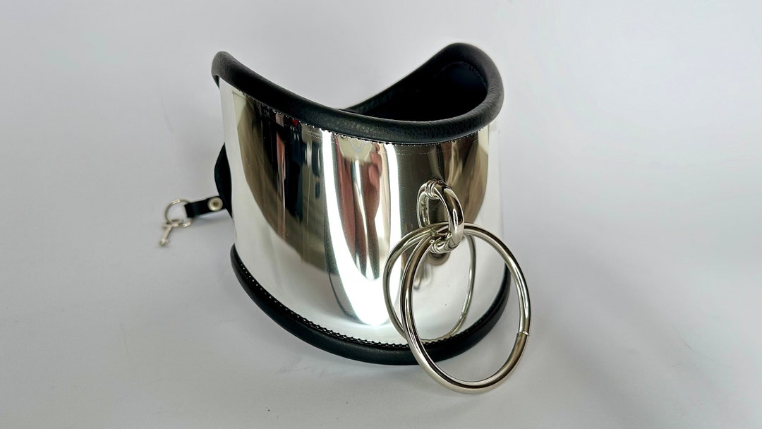 Wide Posture Neck Tall Collar Mirror Fetish Bondage BDSM Genuine ...