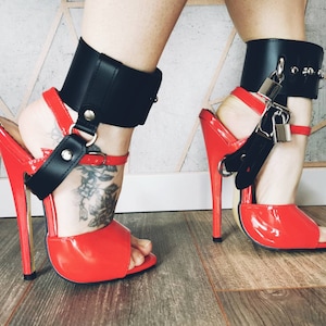 Adjustable High Heels Shoes Locking Ankle Cuffs Leather Restraint Belt ...
