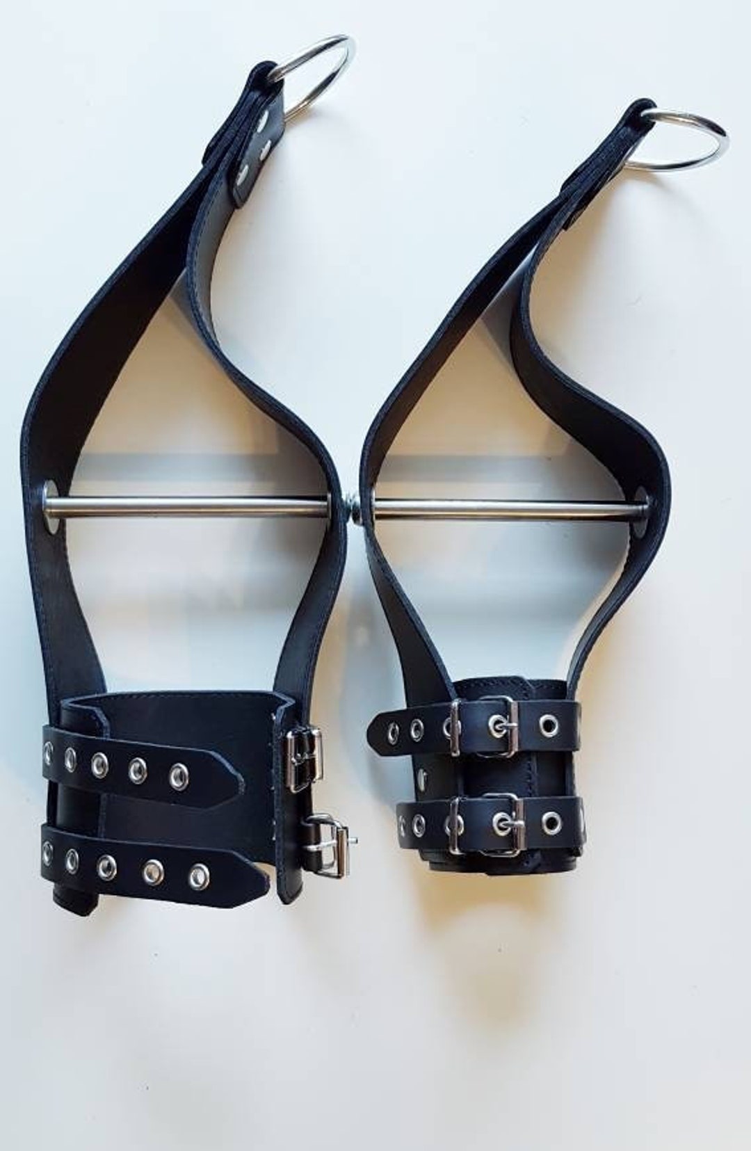 Suspension Handcuffs for Hanging Natural Leather Bands BDSM Bondage ...