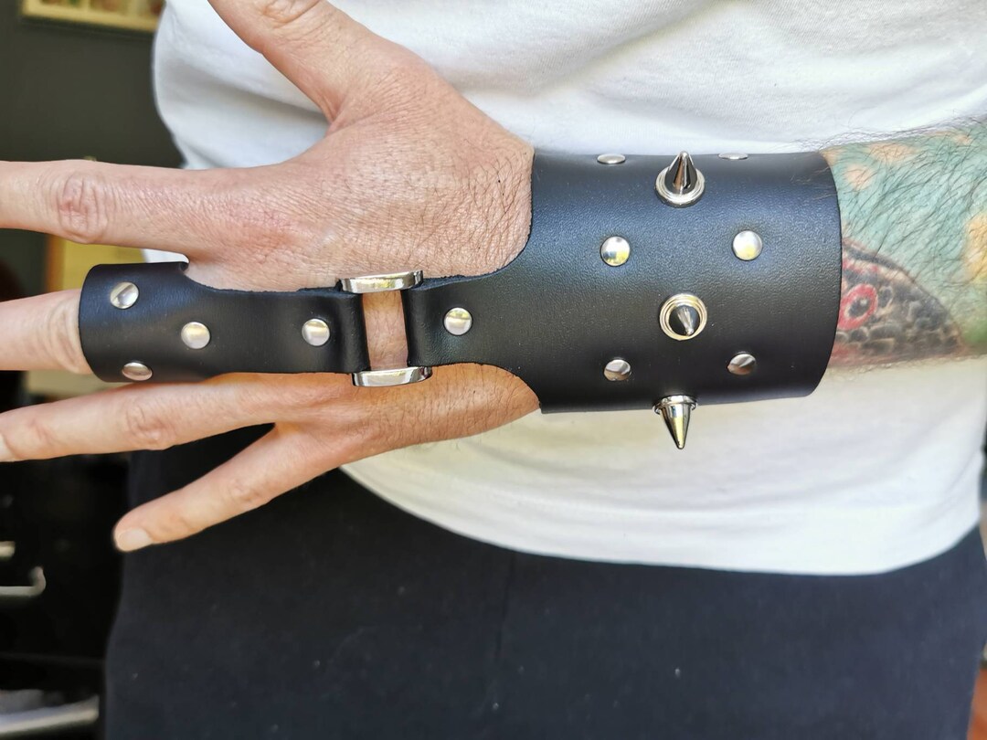 Real Leather Wrist Strap With Spikes Fetish Bondage BDSM Wristband - Etsy