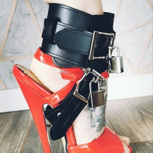 Adjustable High Heels Shoes Locking Ankle Cuffs Leather Restraint Belt ...