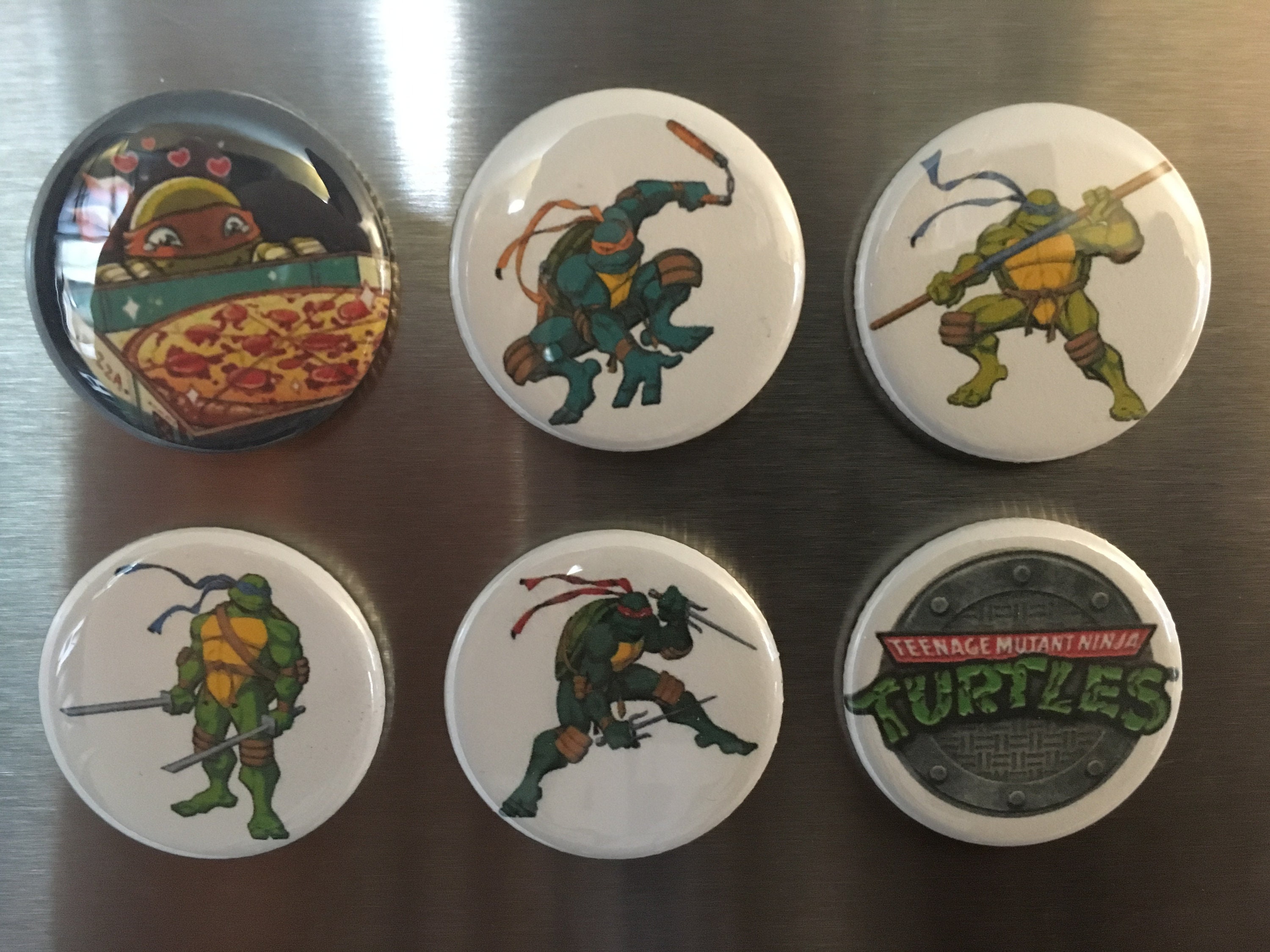 Teenage Mutant Ninja Turtles Magnets or Pin Back Buttons. Set of 6. - Etsy