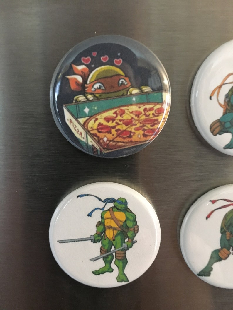 Teenage Mutant Ninja Turtles Magnets or Pin Back Buttons. Set of 6. - Etsy