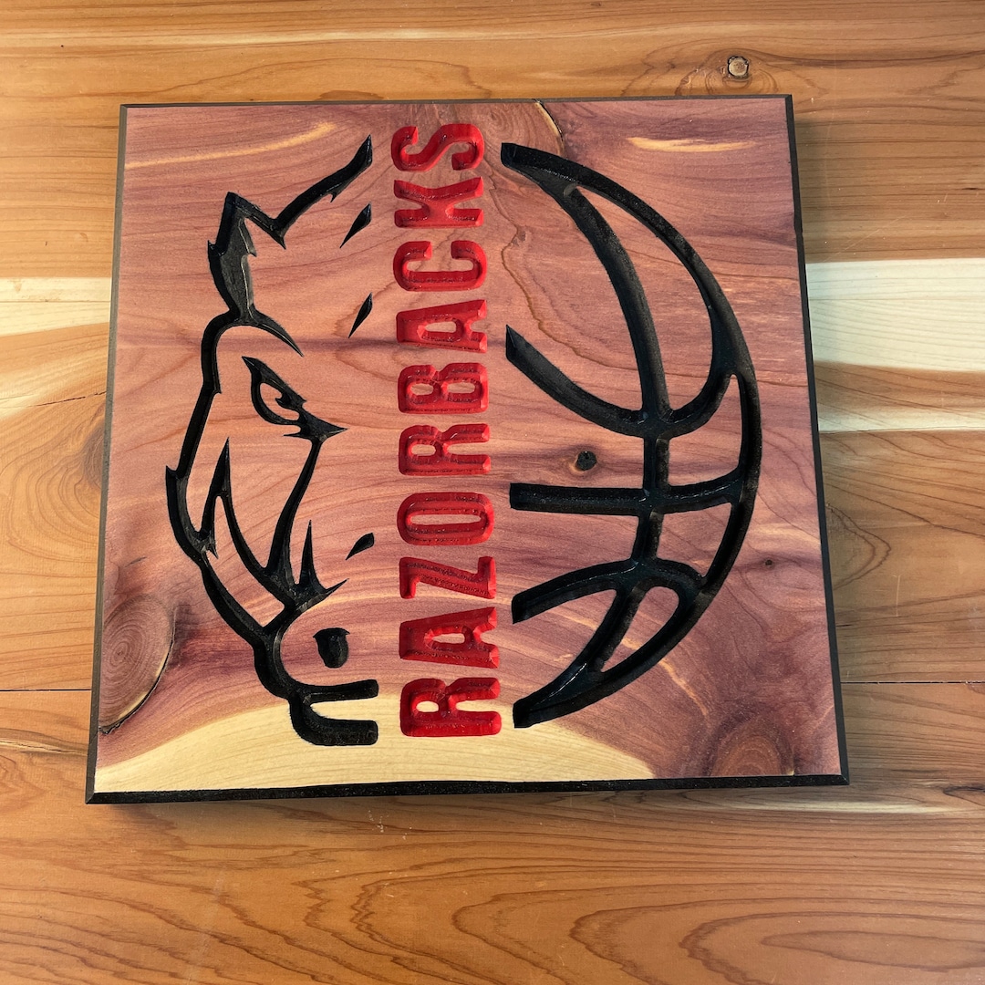Arkansas Razorback Basketball Sign Wall Decor WPS Wooo Pig Sooie Wood ...