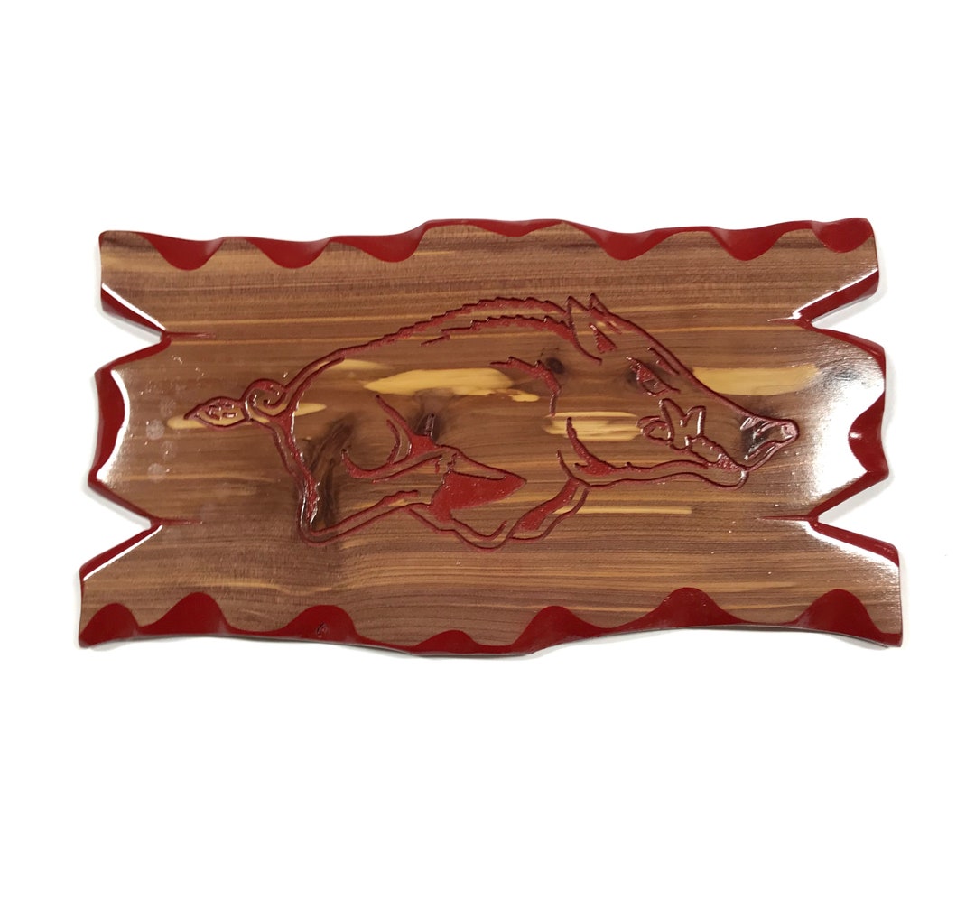 Arkansas Razorback Hog Sign Wooo Pig Sooie Wood Routed Sign Wood Sign ...