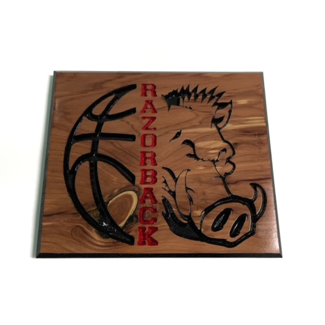 Arkansas Razorback Basketball Sign Wall Decor WPS Wooo Pig Sooie Wood ...