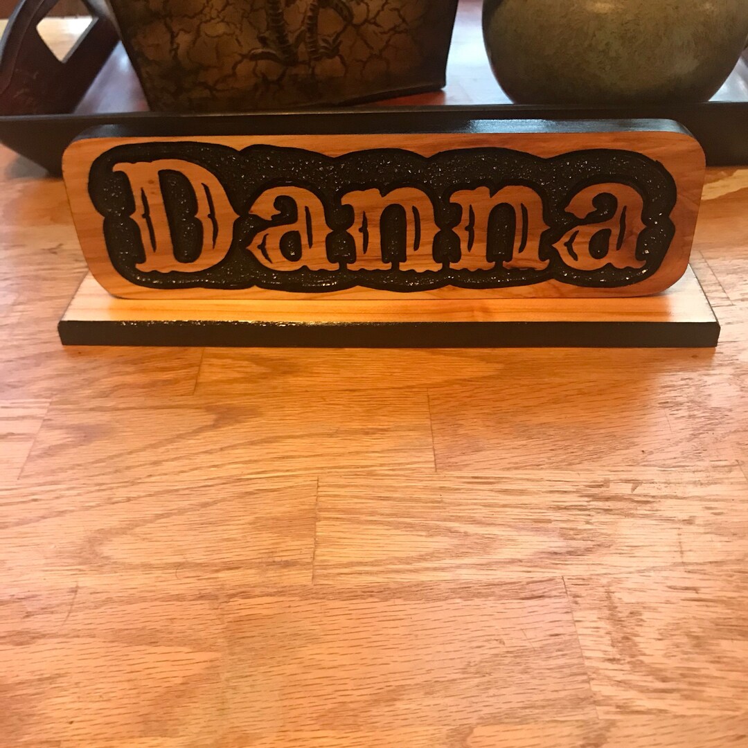 Custom Wood Desk Sign, Handcrafted Routed Cedar Name Plate - Etsy